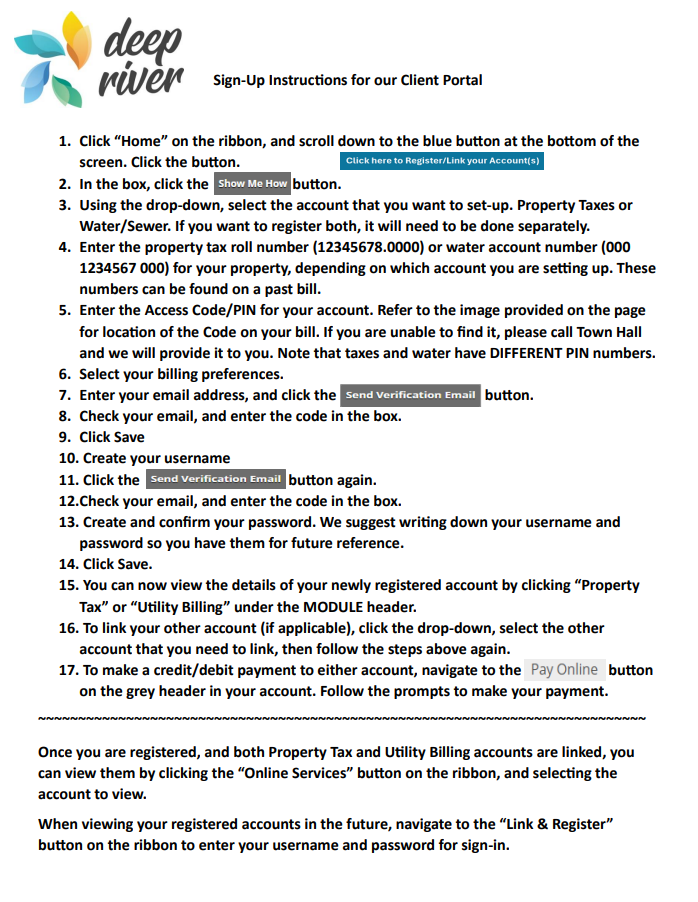 Town of Deep River > Sign-up Instructions